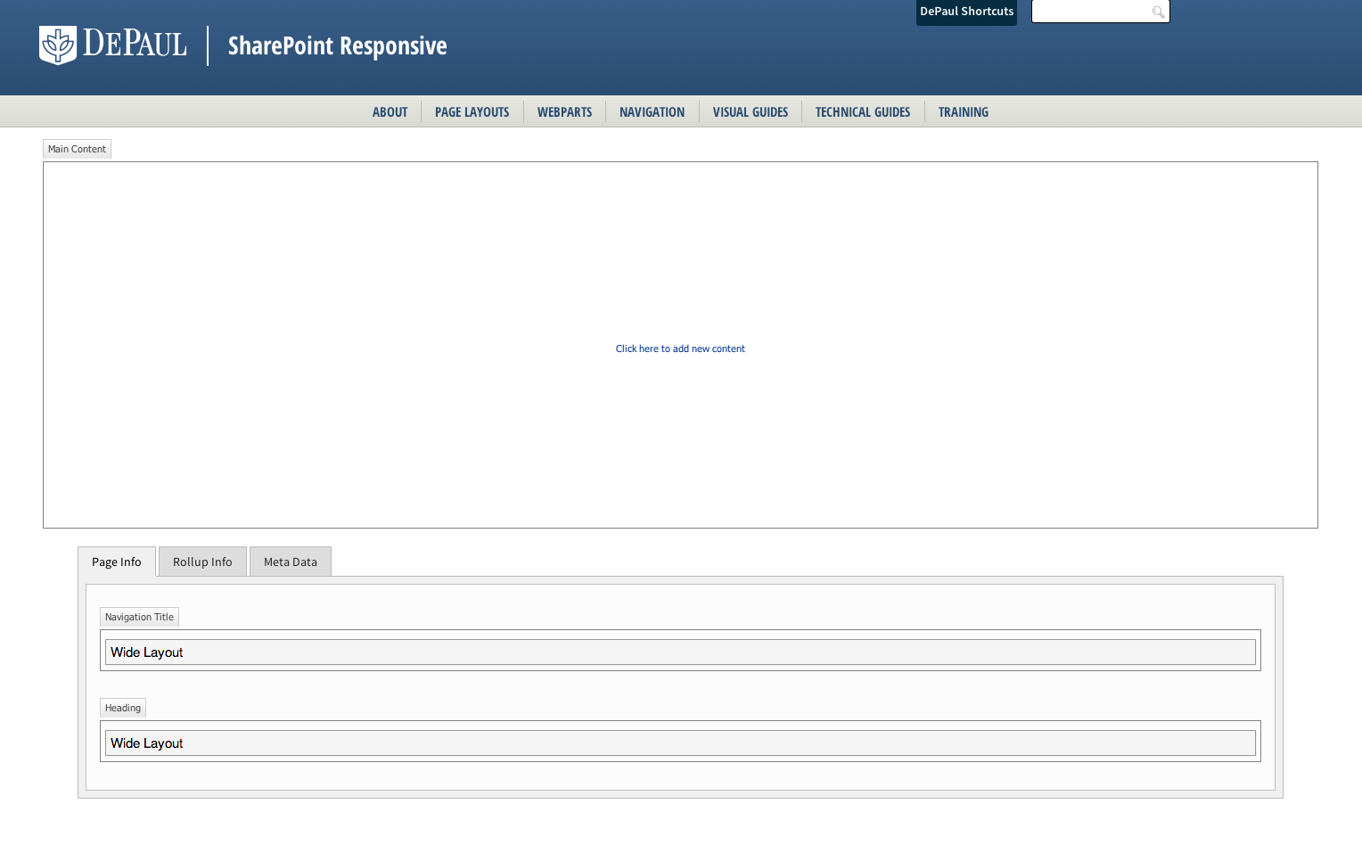 Wide Layout | Specialty Pages | Page Layouts | SharePoint Responsive | DePaul University, Chicago